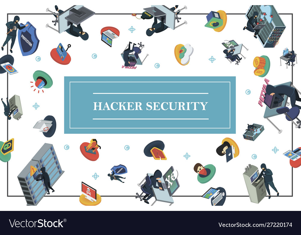Isometric hacking activity concept Royalty Free Vector Image Isometric hacking activity concept Royalty Free Vector Image