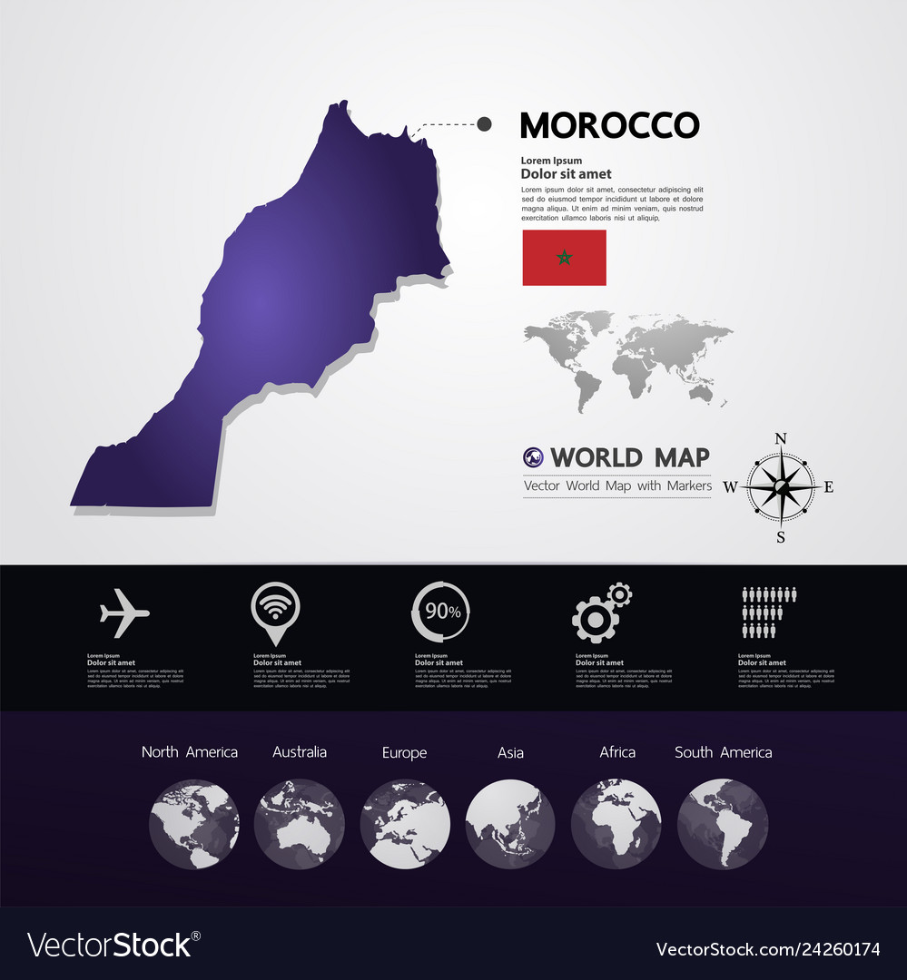 Morocco map Royalty Free Vector Image - VectorStock