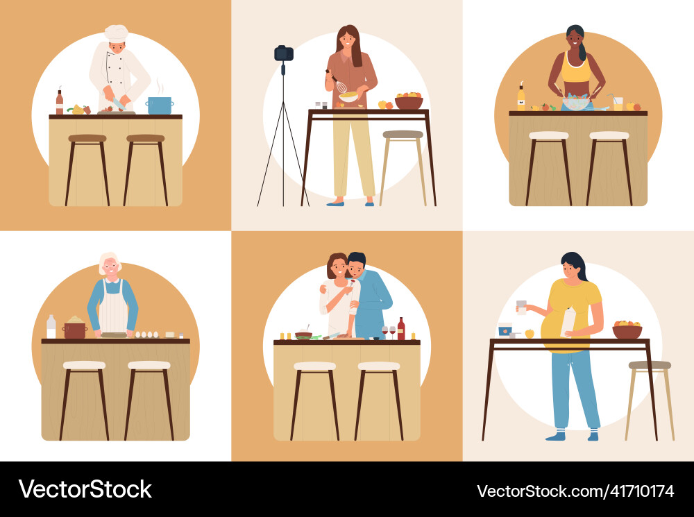Preparing food flat design concept Royalty Free Vector Image