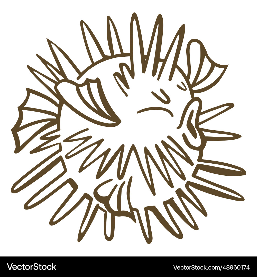 Puffer fish character stylish Royalty Free Vector Image