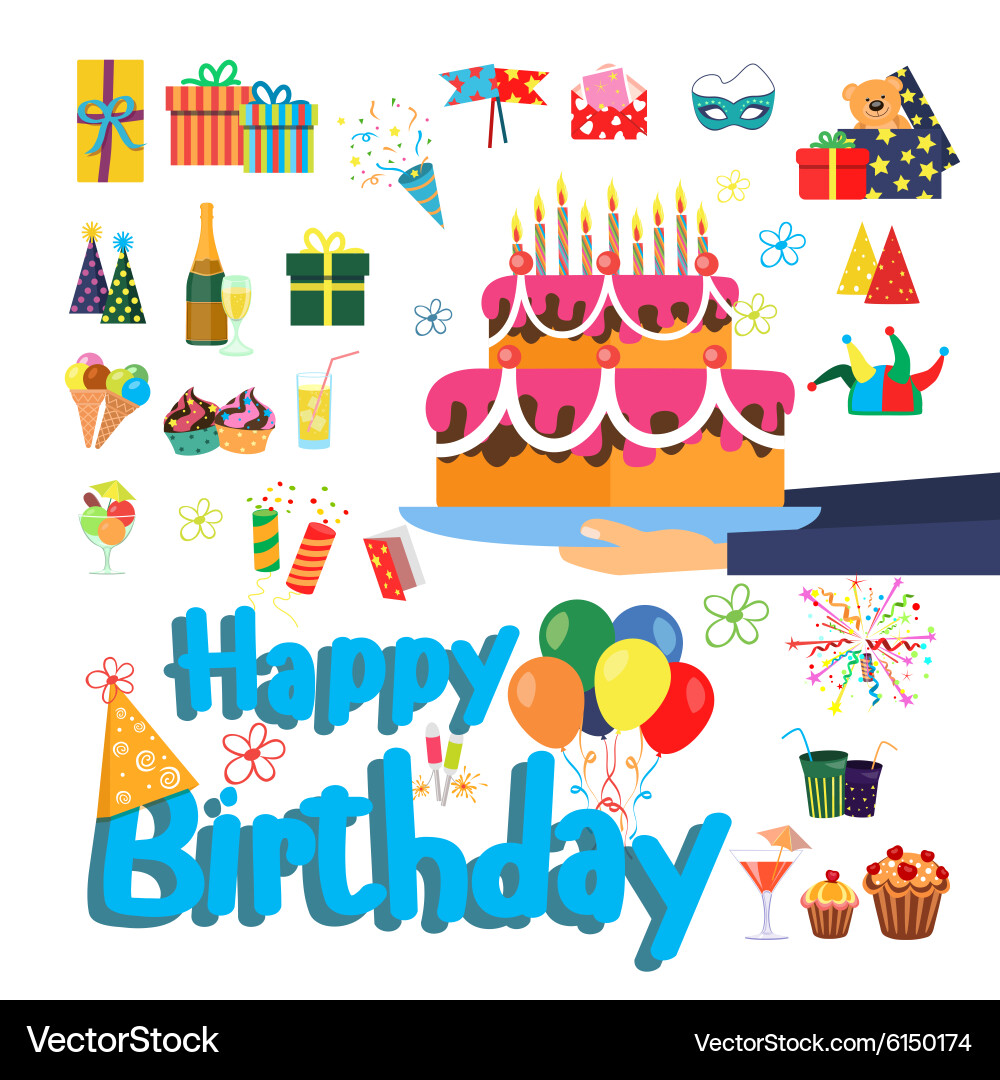 Set of birthday party elements designer Royalty Free Vector