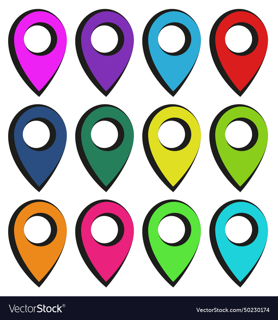 Shows The Location Of Various Points Interest Vector Image