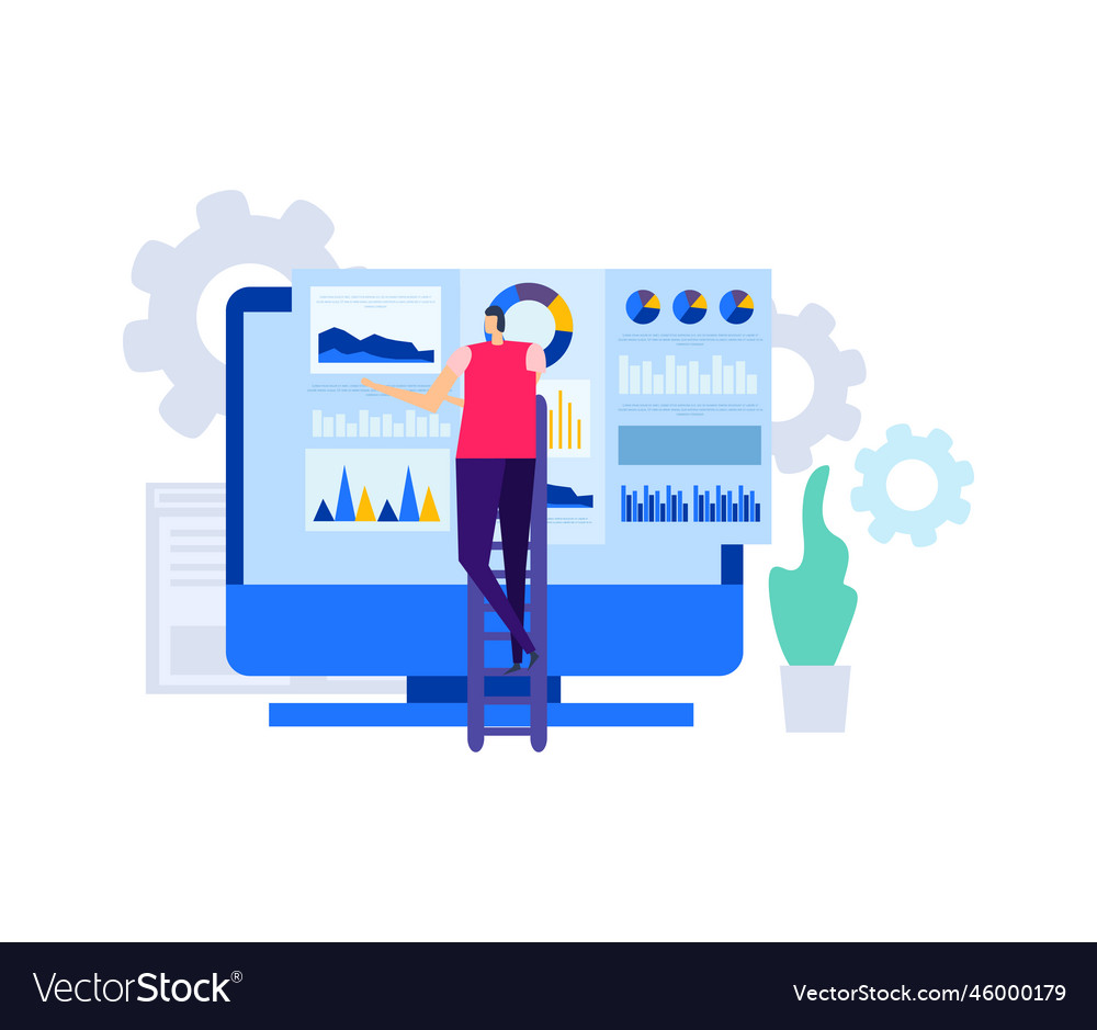 Computer business analyst composition Royalty Free Vector