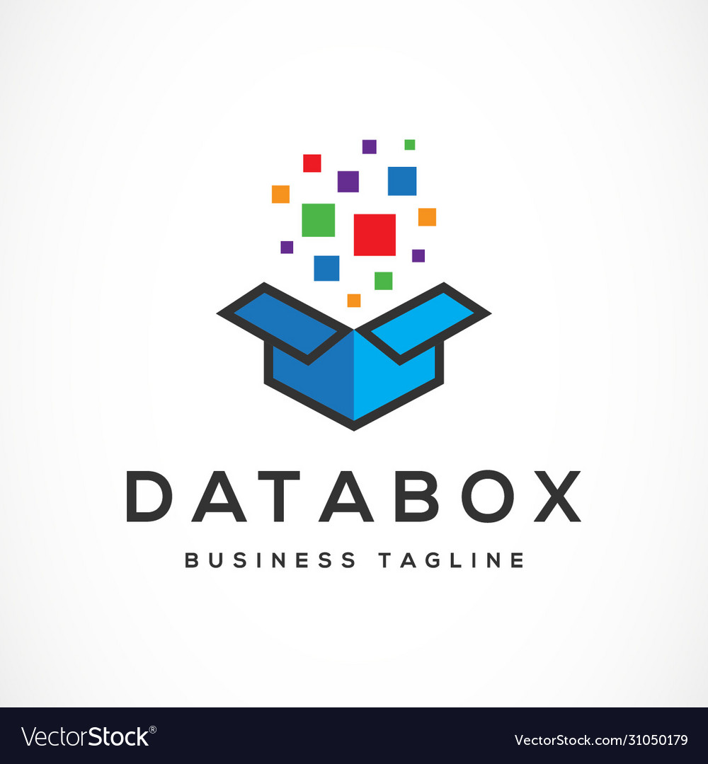 Digital data box logo design Royalty Free Vector Image