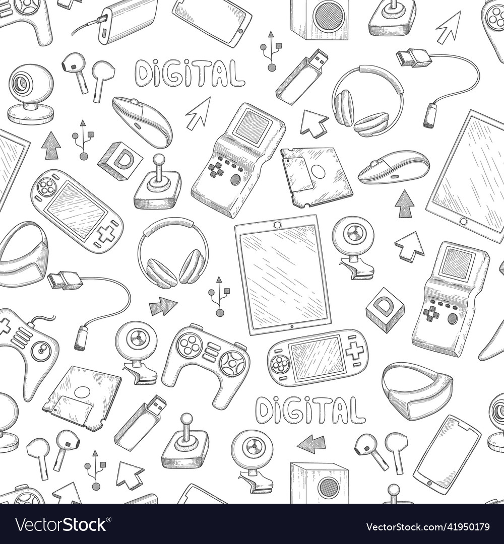 Digital gadgets pattern computer devices Vector Image