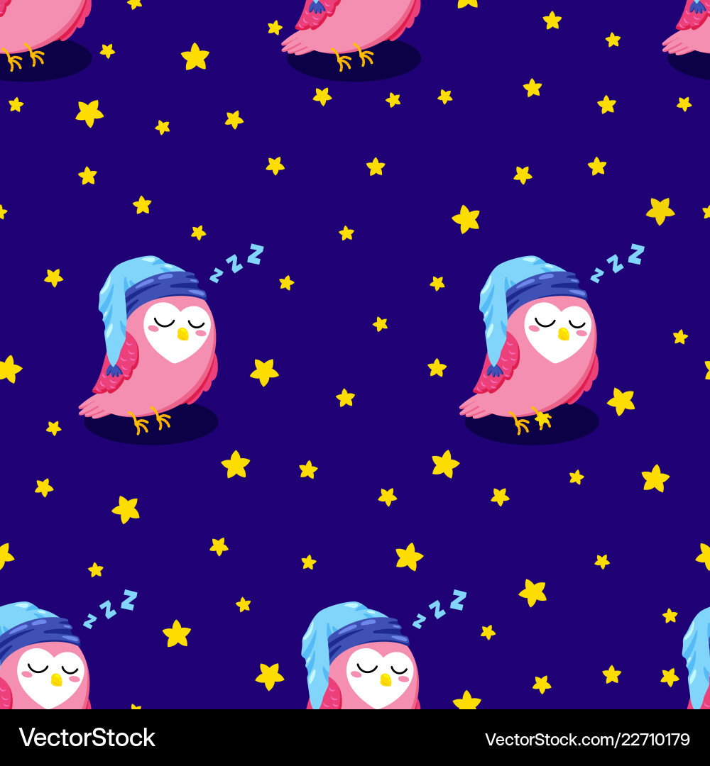 Seamless texture with cute cartoon owls Royalty Free Vector