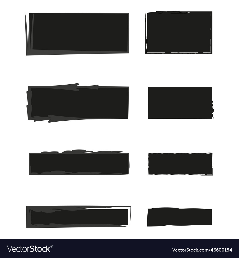 Black Brush Rectangles In Hand Drawn Style Vector Image