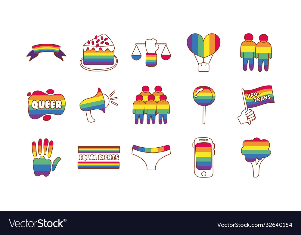 Bundle lgbtq set icons Royalty Free Vector Image