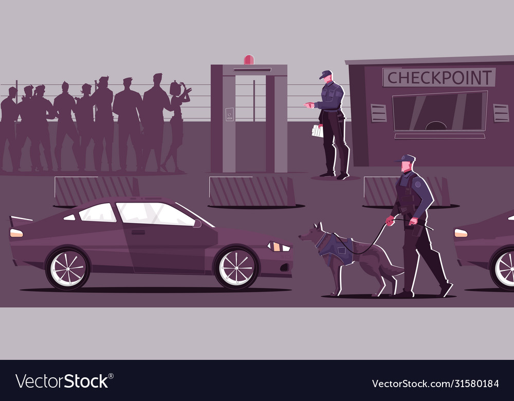 Checkpoint control zone composition Royalty Free Vector