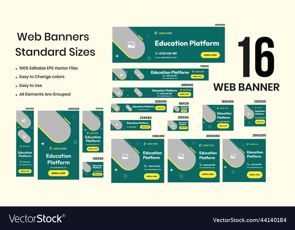 Education platform web bundle banner design for so