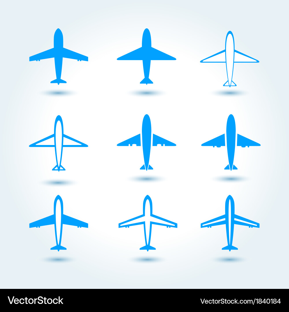 Set of airplane symbol Royalty Free Vector Image