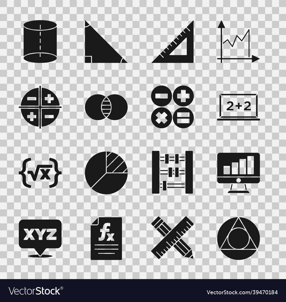Set Triangle Math Computer Monitor With Graph Vector Image