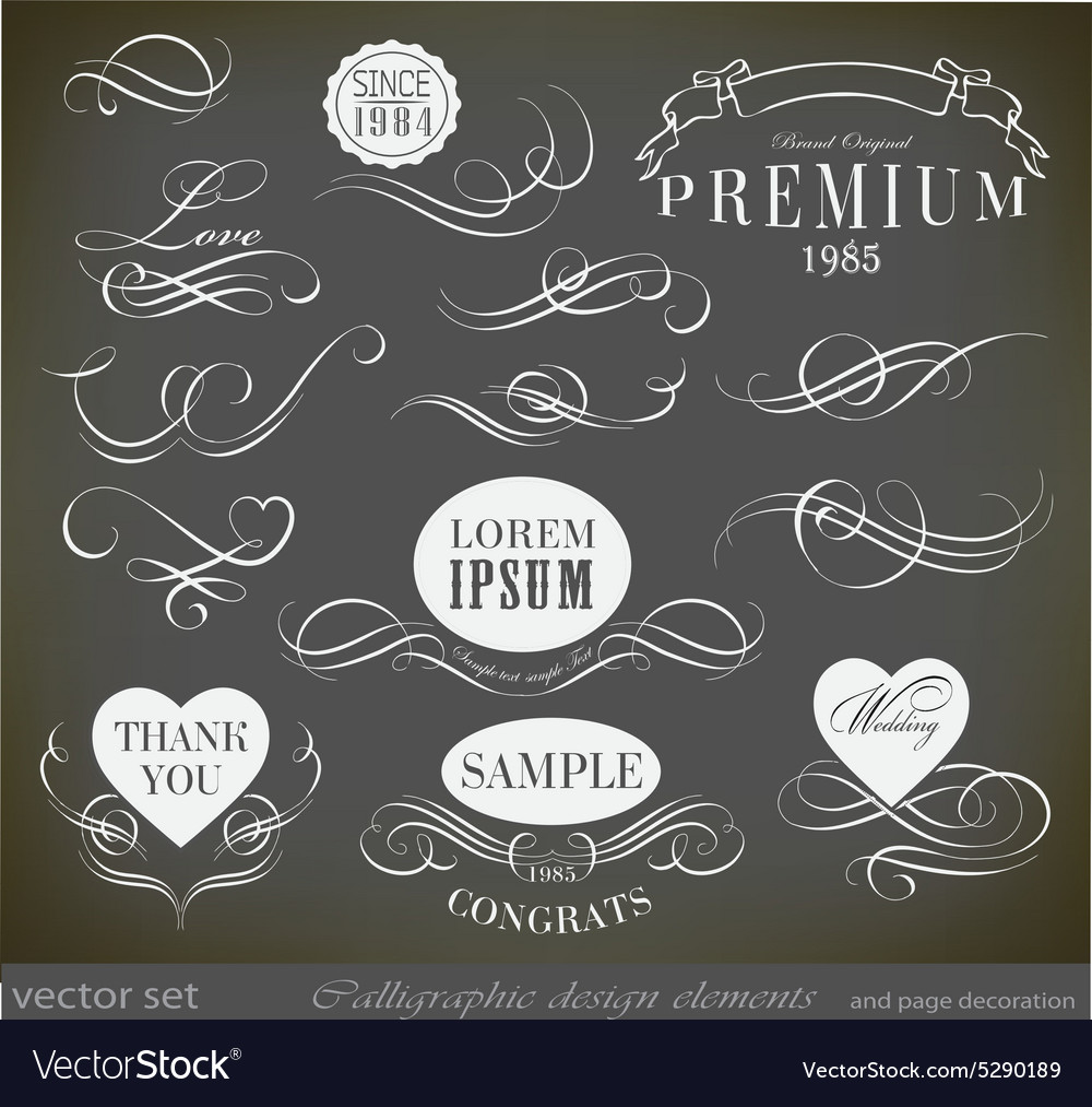 Calligraphic design elements Royalty Free Vector Image