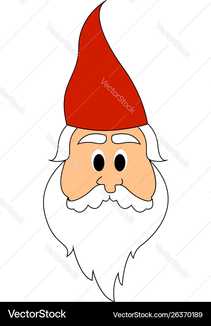 Little dwarf with red hat on white background Vector Image