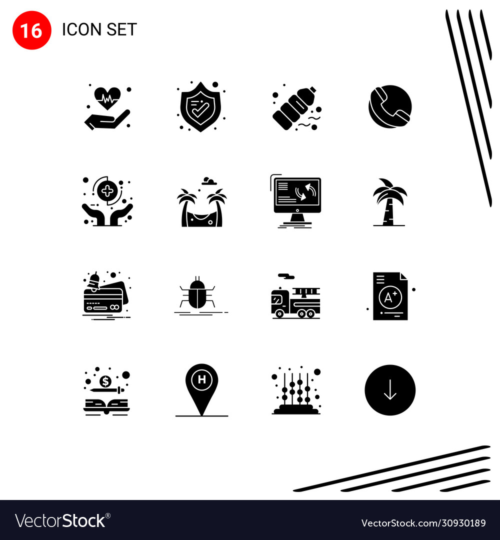 Stock icon pack 16 line signs and symbols for Vector Image