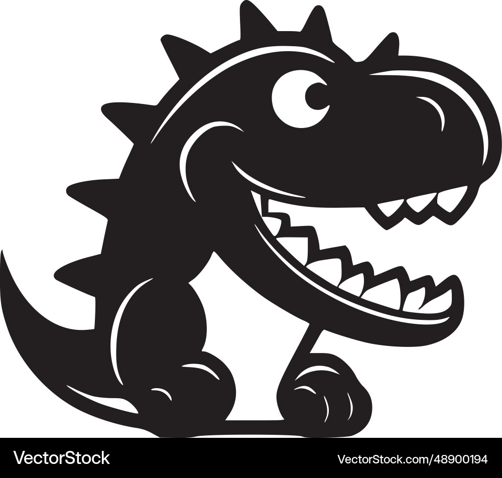 Dinosaur - black and white Royalty Free Vector Image