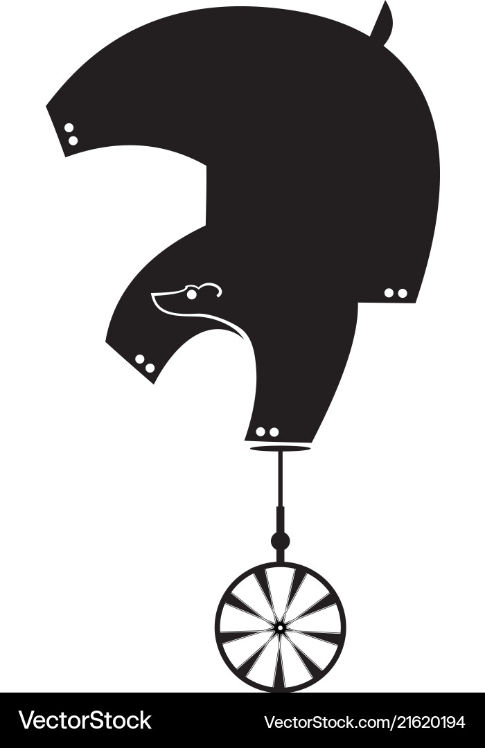 Funny bear rides on unicycle isolated Royalty Free Vector