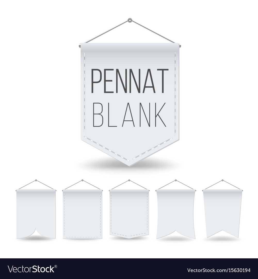 White pennant template set empty realistic Vector Image