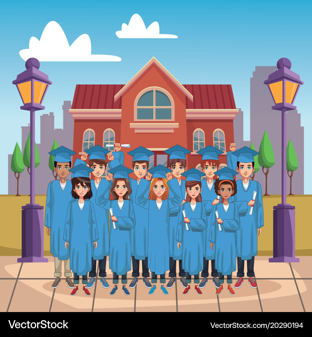 Young students cartoons Royalty Free Vector Image