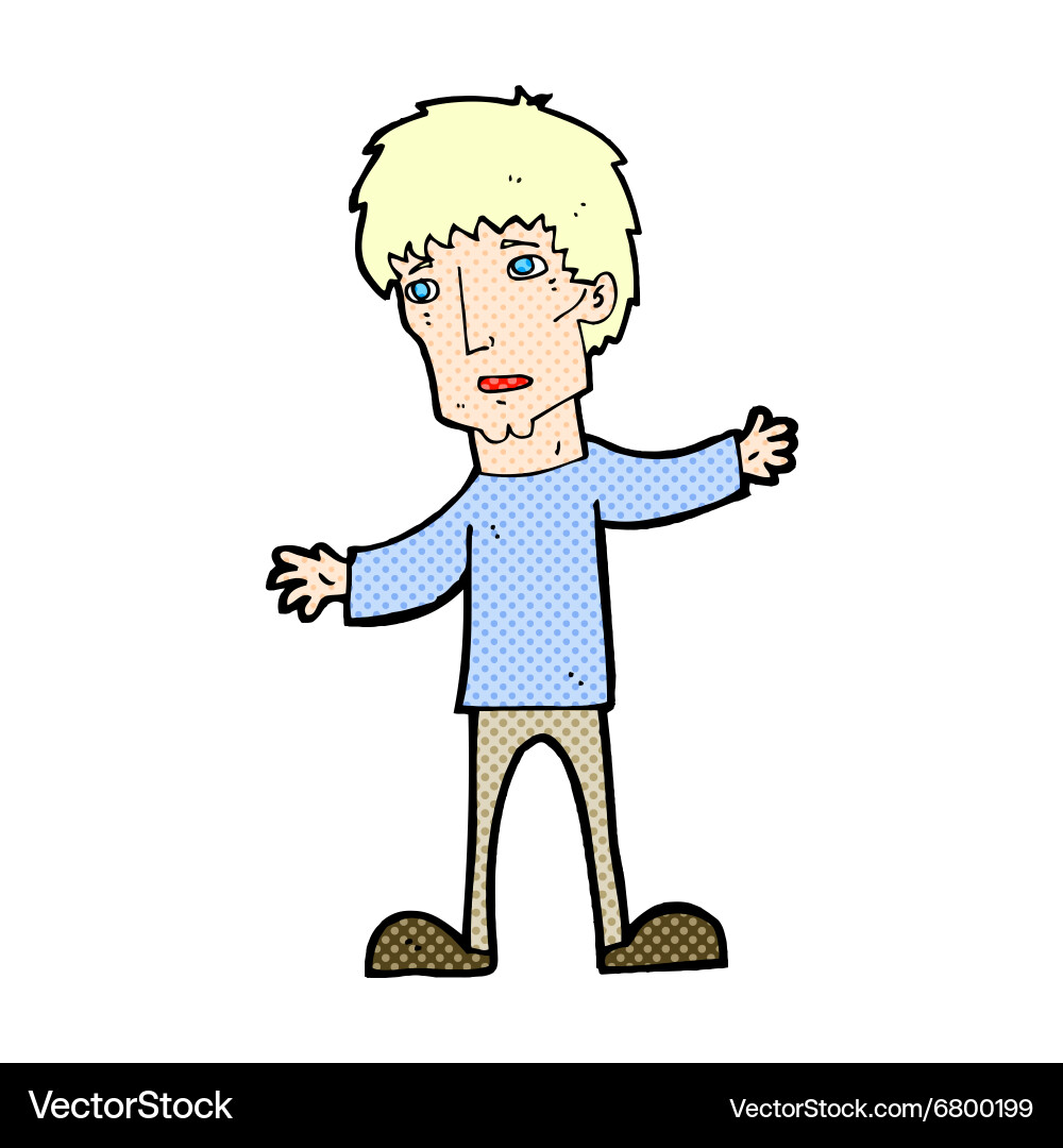 Comic cartoon worried man Royalty Free Vector Image