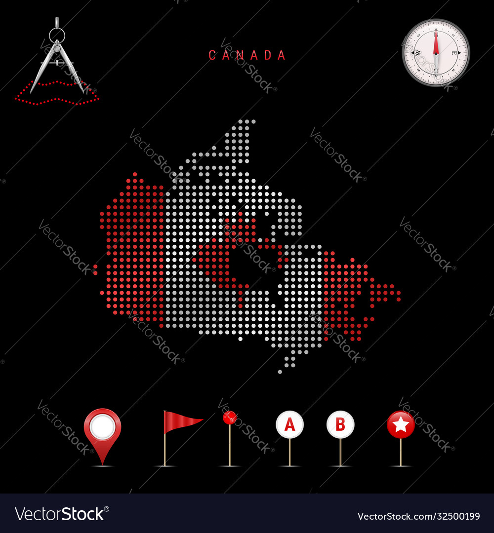 Dotted map canada painted in national flag Vector Image