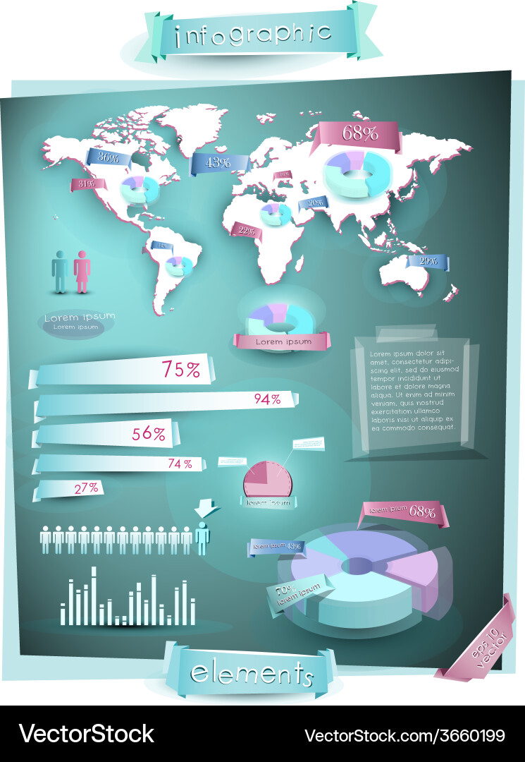 Map infographics with 3d elements Royalty Free Vector Image