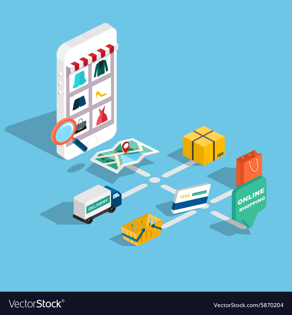 Flat 3d web isometric e-commerce electronic Vector Image