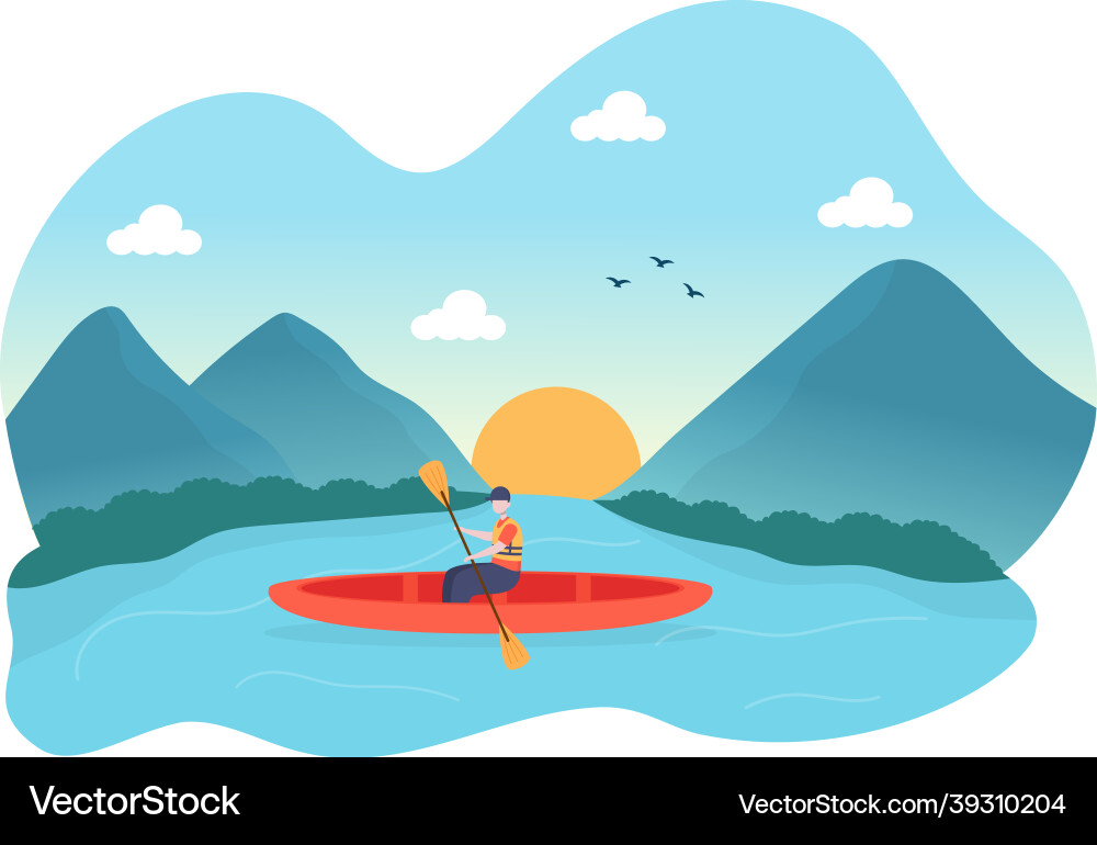 Rafting background flat cartoon with people do Vector Image