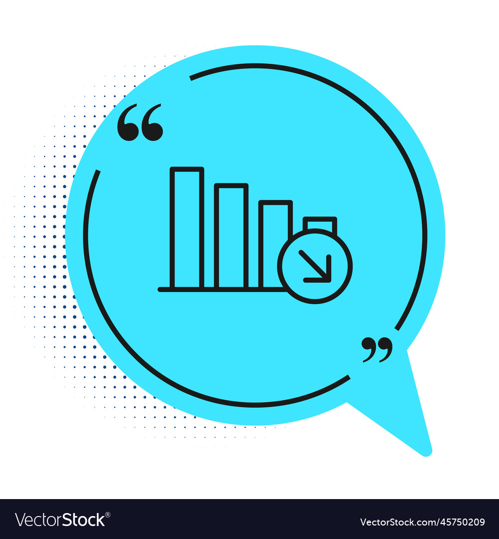 Black line financial growth decrease icon isolated