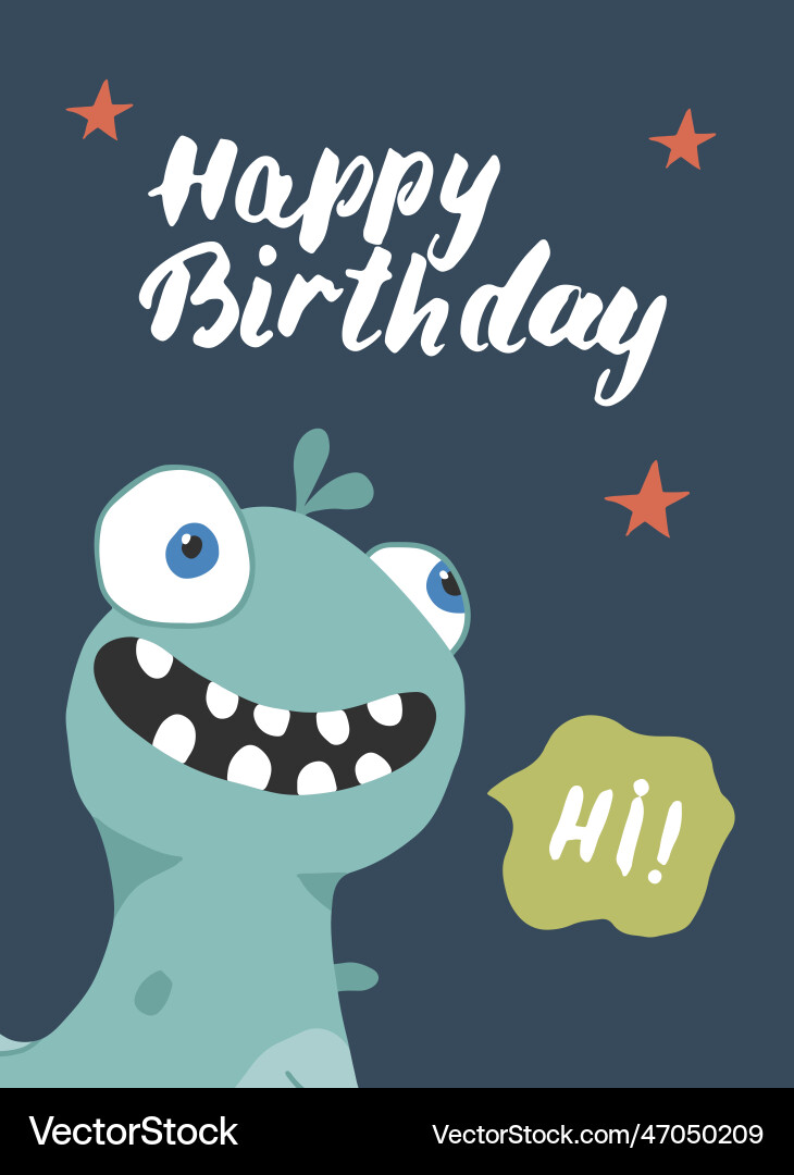 Cute monster birthday greeting card Royalty Free Vector