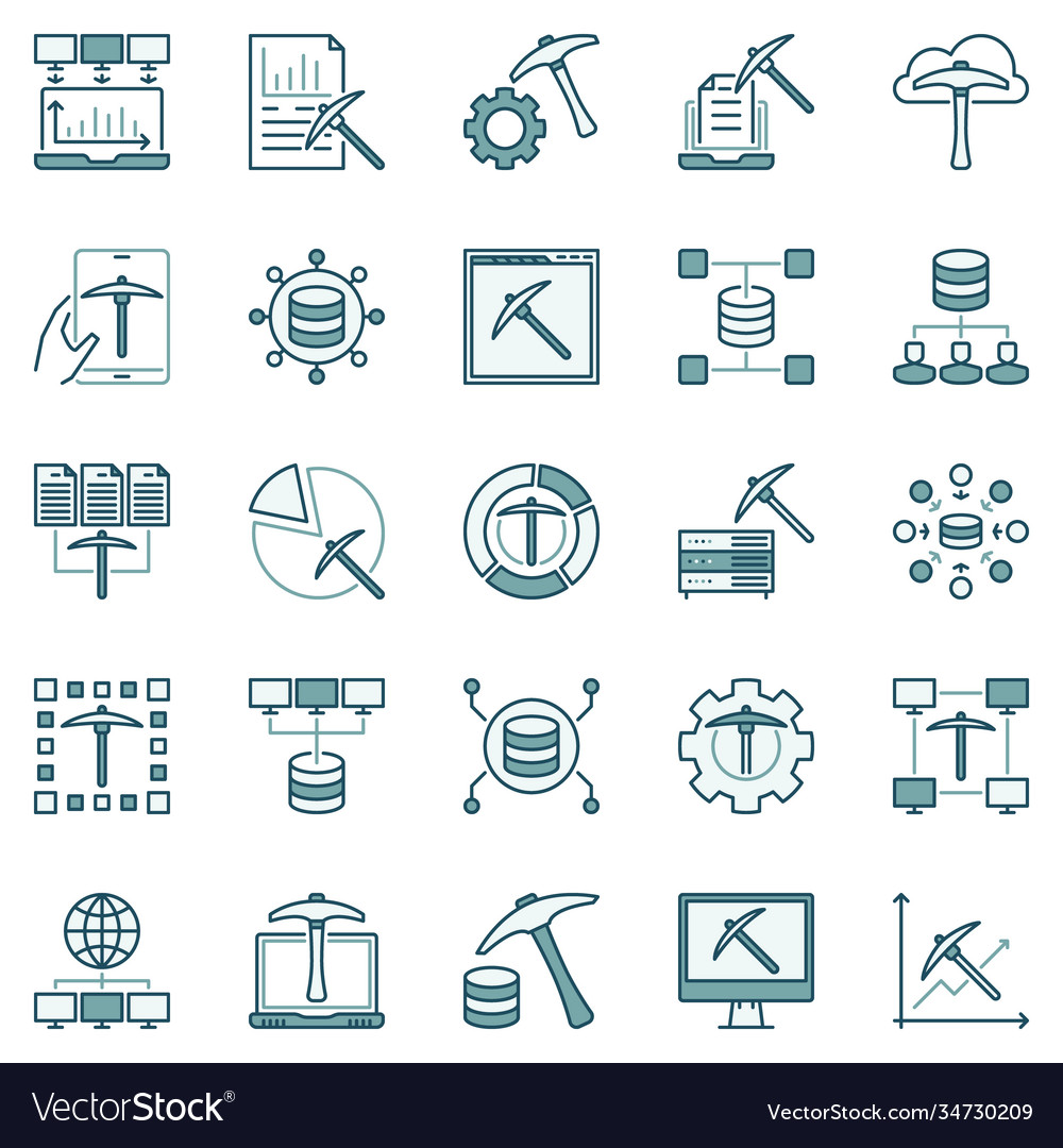 Data mining technology colored concept Royalty Free Vector