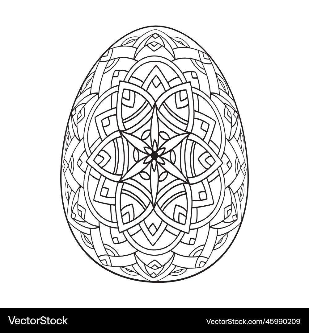 Hand drawn floral easter egg coloring book page Vector Image