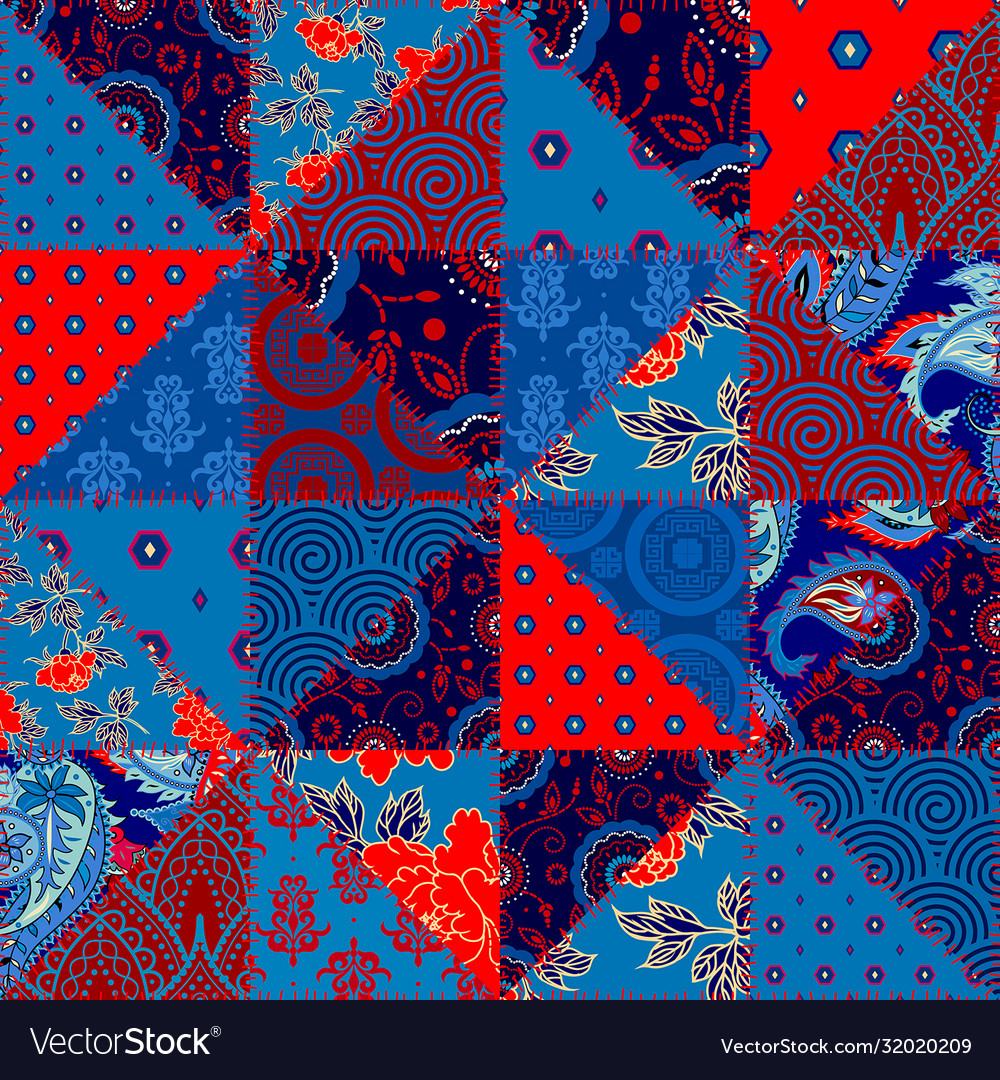 Patchwork textile pattern seamless quilting Vector Image