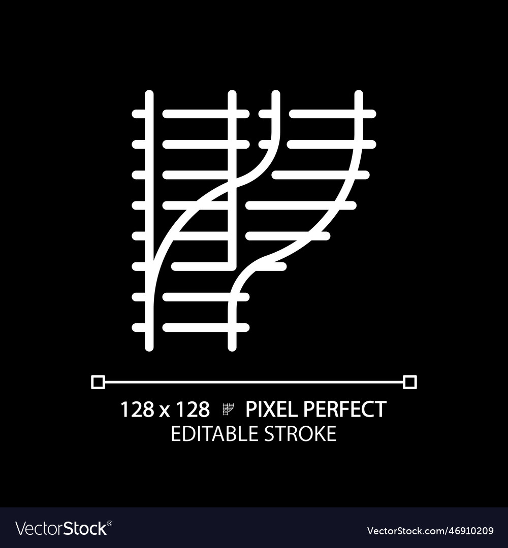 Railroad switch pixel perfect white linear icon Vector Image Railroad switch pixel perfect white linear icon Vector Image