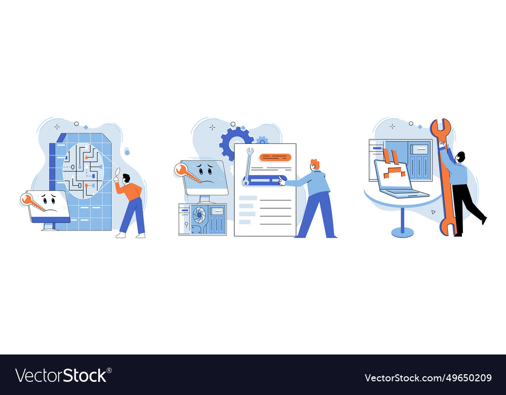 Technical support technological helpers Royalty Free Vector