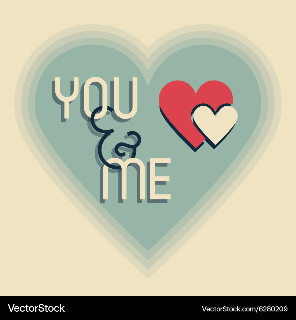 You and me heart emlem on beige design element Vector Image