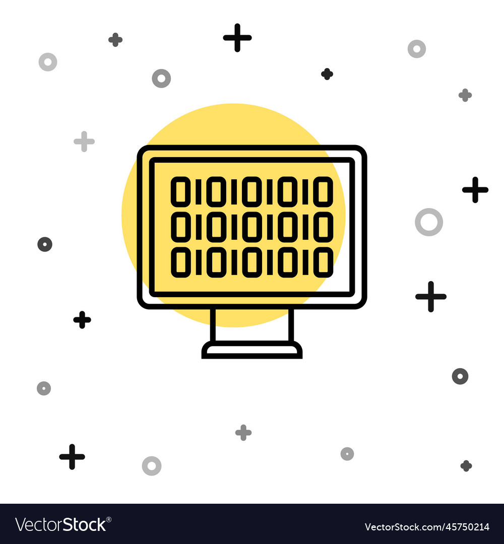Black Line Binary Code Icon Isolated On White Vector Image