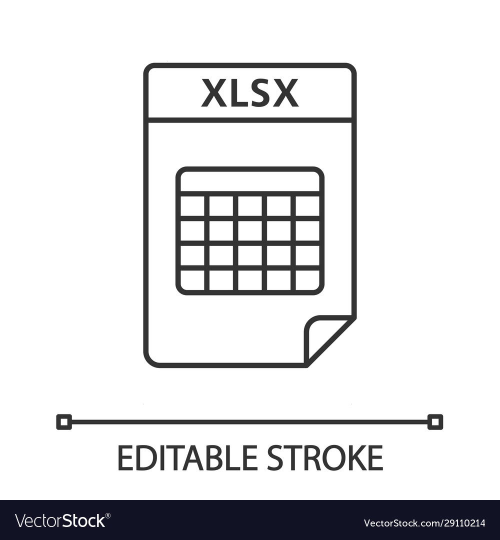 Xlsx file linear icon spreadsheet format Vector Image