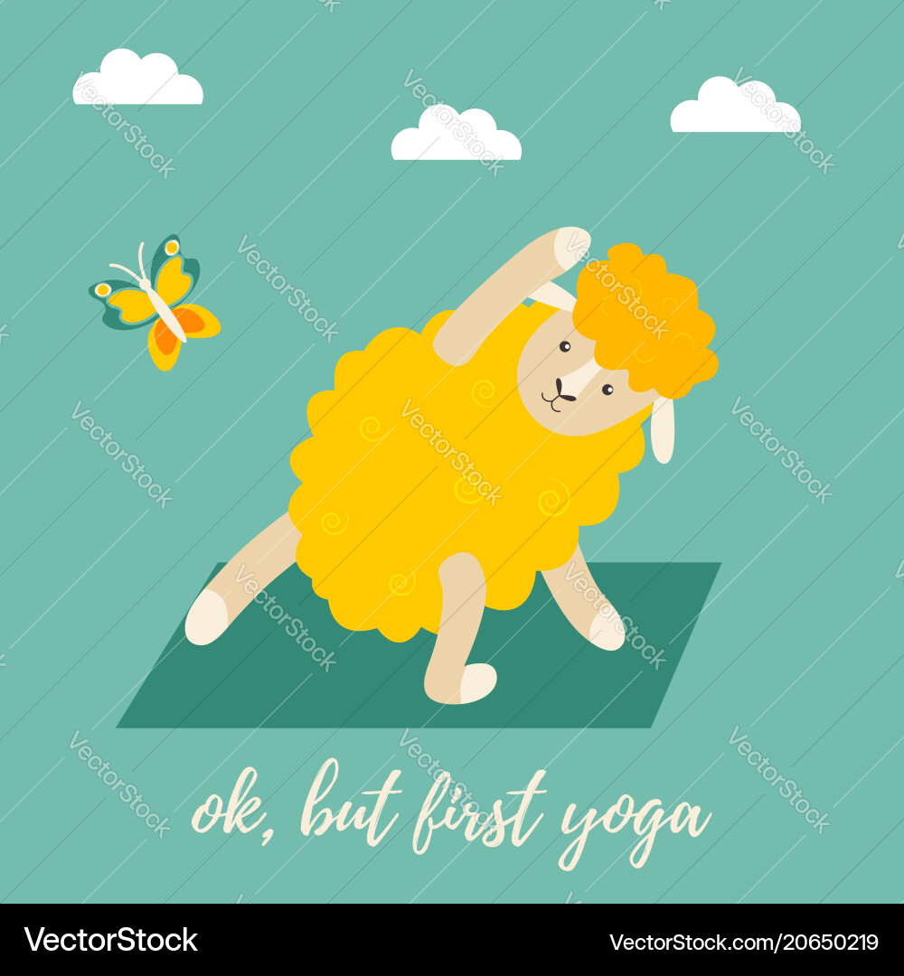 Cute cartoon sheep doing some yoga exercises Vector Image