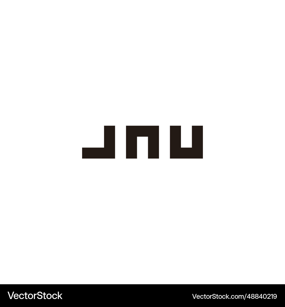 Letter j n u square geometric symbol simple logo Vector Image