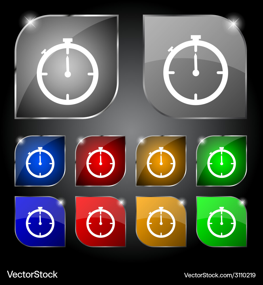 Timer sign icon stopwatch symbol set colourful Vector Image