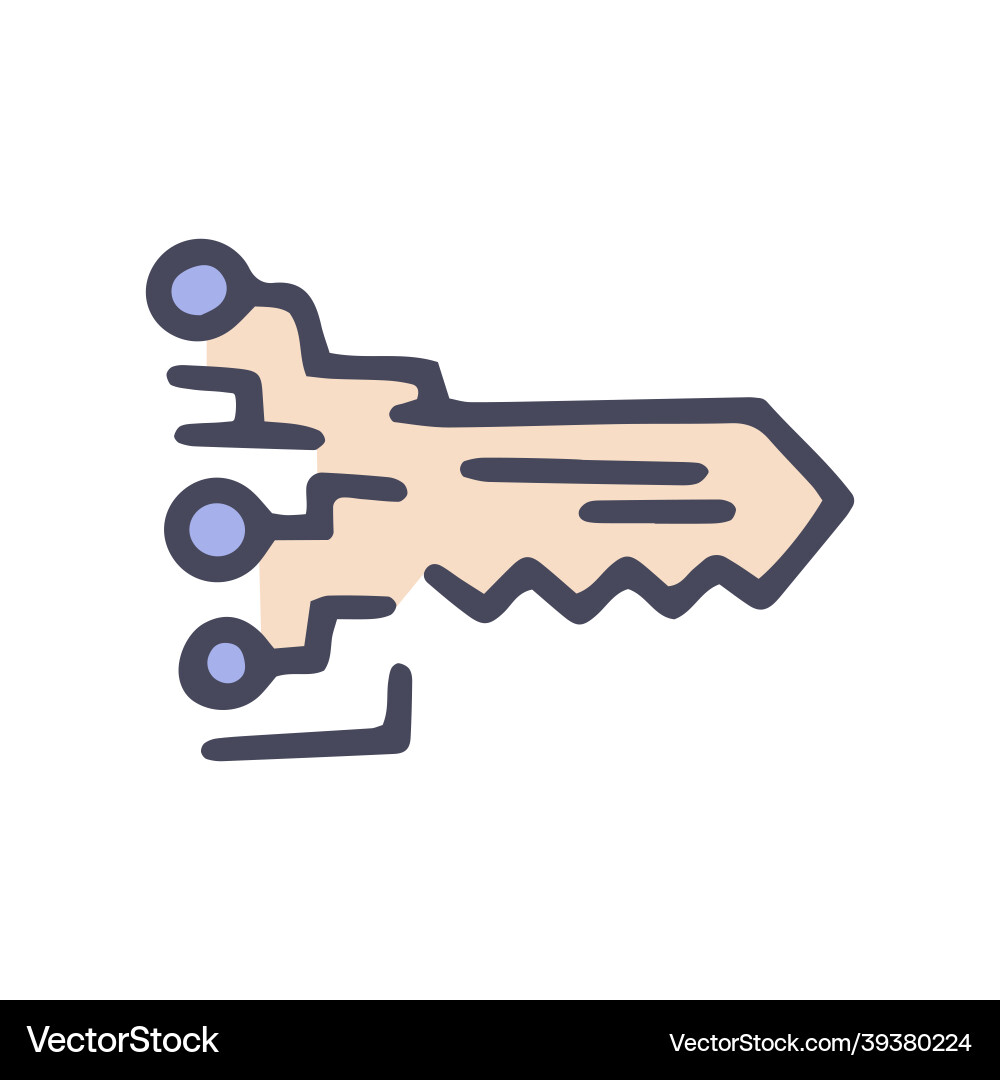Digital key color doodle simple icon Royalty Free Vector