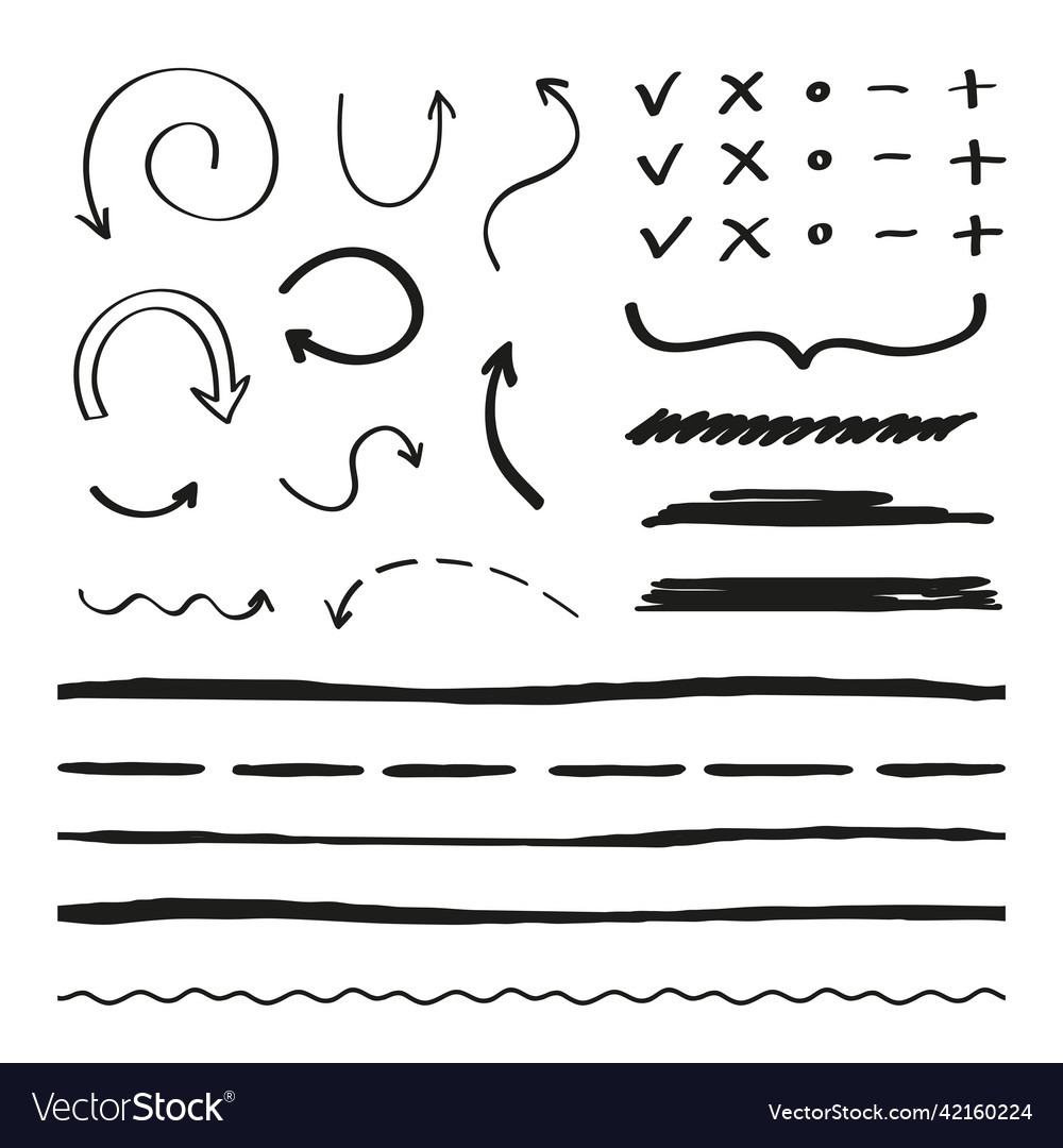 Set of markers arrows pointers and symbols Vector Image