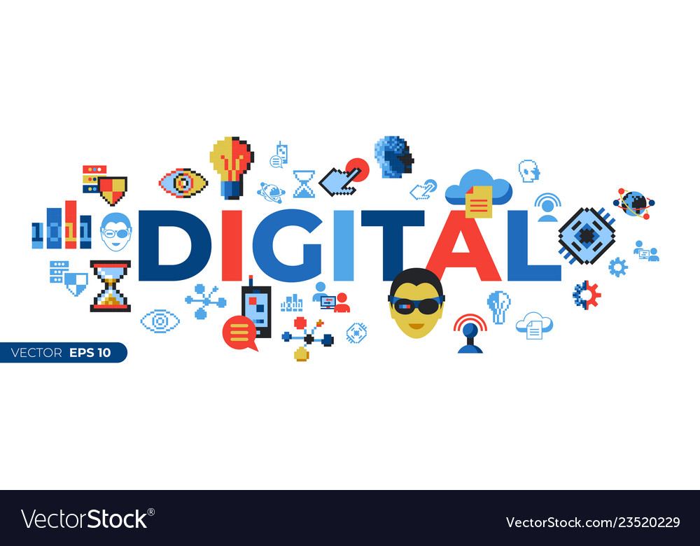 Digital pixel art technology Royalty Free Vector Image