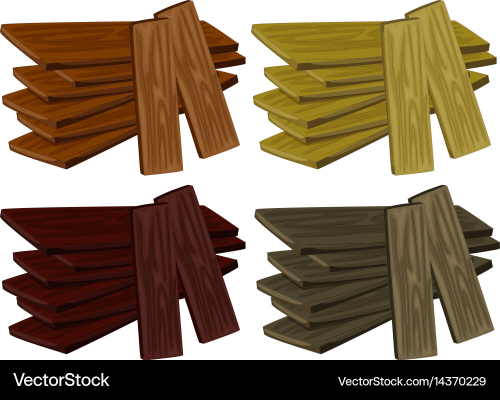 Four piles wood in different colors Royalty Free Vector