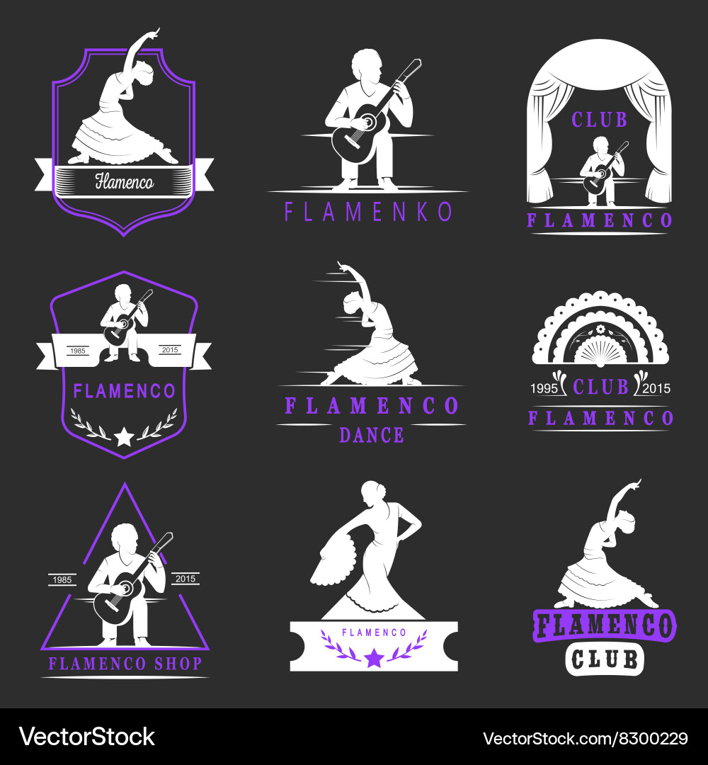 Set logos and badges flamenco Royalty Free Vector Image