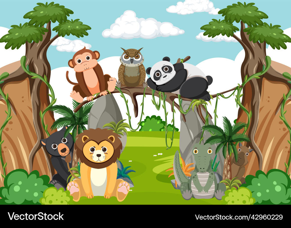 Wild animals in the forest Royalty Free Vector Image