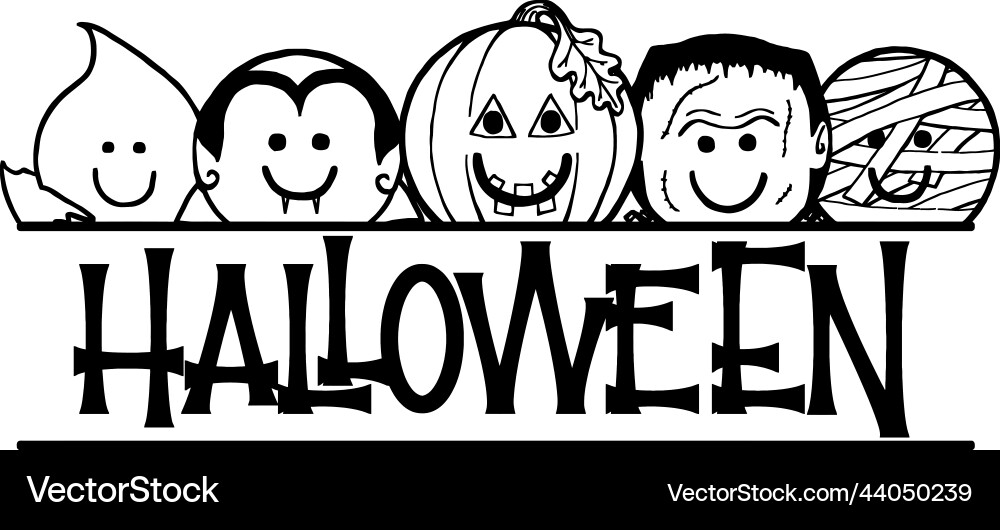 Halloween with smiley face monsters Royalty Free Vector