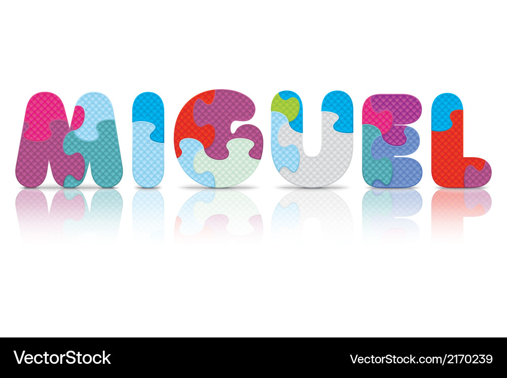 Miguel written with alphabet puzzle Royalty Free Vector