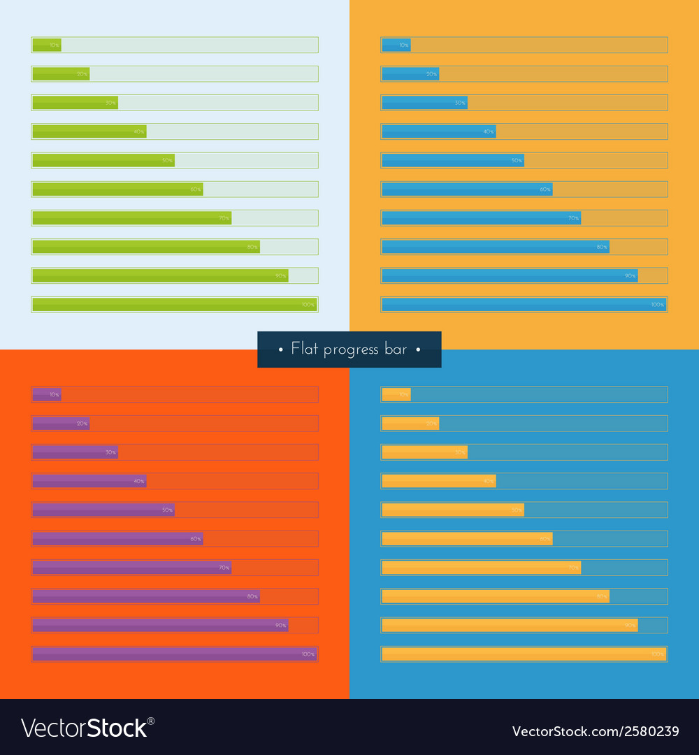 Set flat progress bar Royalty Free Vector Image